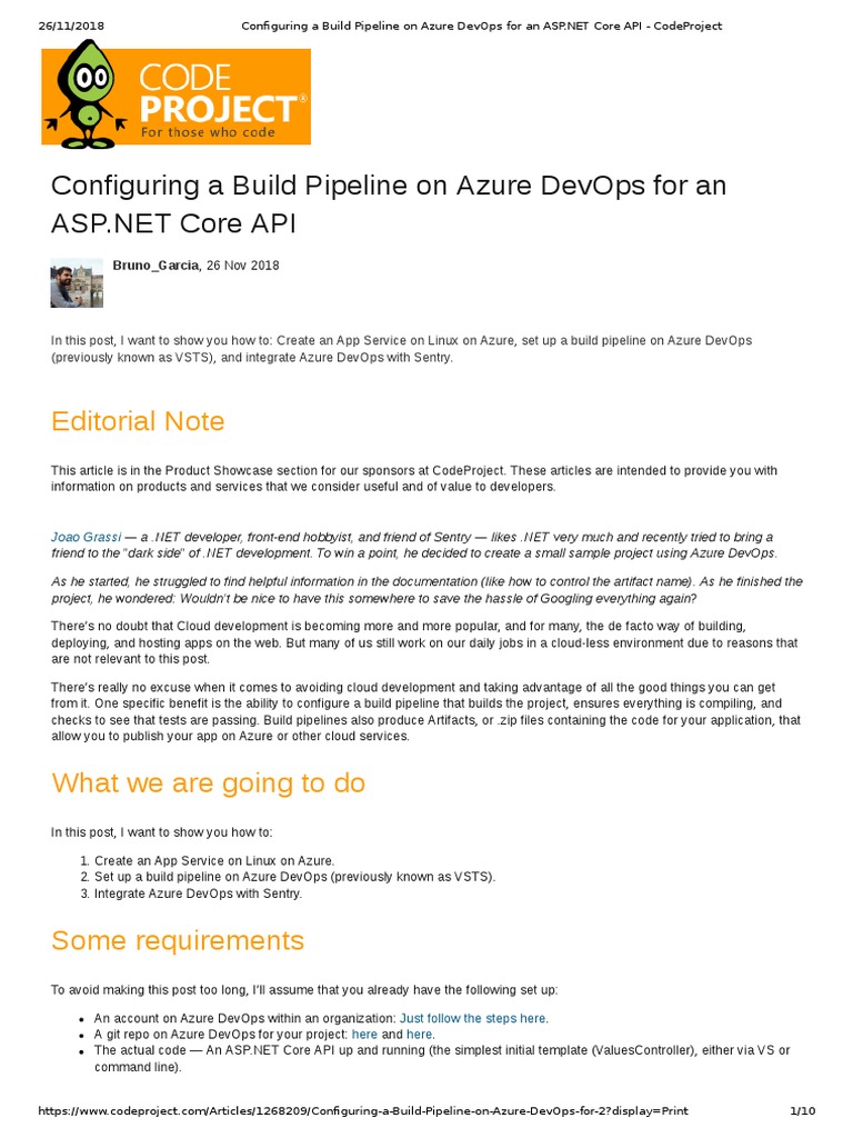 Configuring A Build Pipeline On Azure DevOps For An ASP - NET Core API - CodeProject PDF | PDF ...