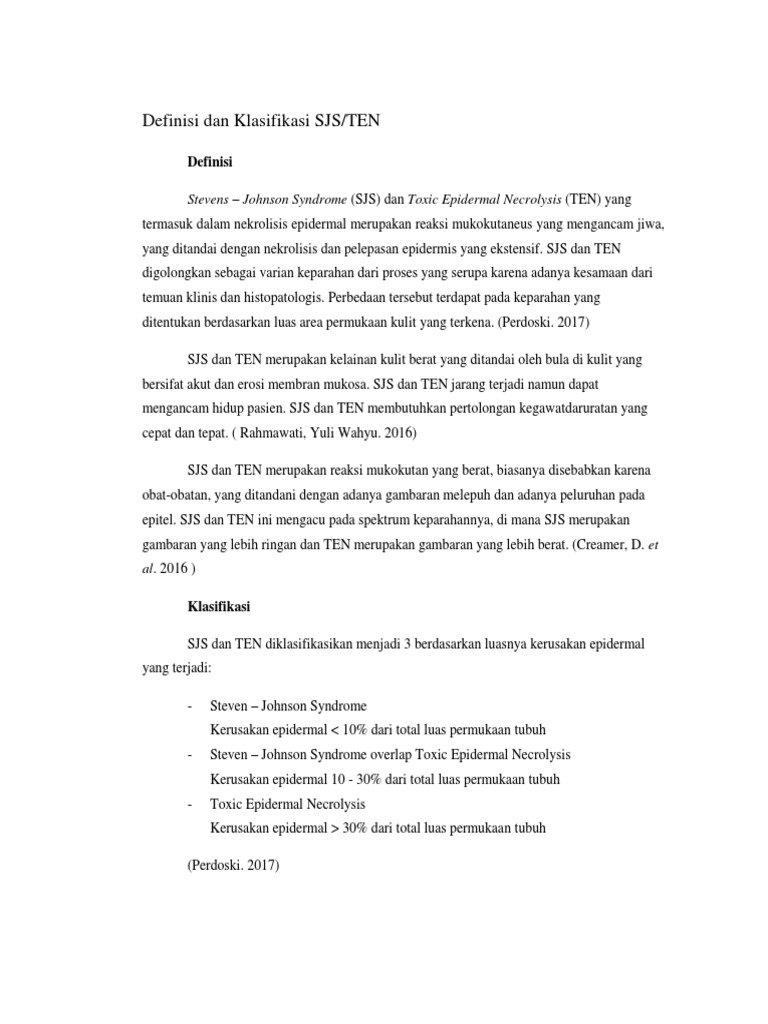 Definisi dan Klasifikasi SJS/TEN | PDF | Sains & Matematika