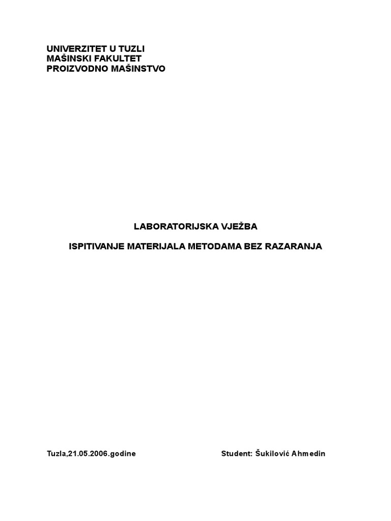 Ispitivanje Materijala Bez Razaranja | PDF