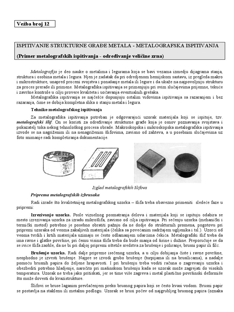 Vezba 12 - Odredjivanje Velicine Zrna PDF | PDF