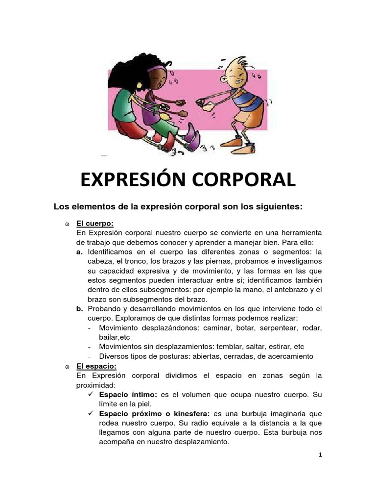 Los Elementos de La Expresión Corporal Son Los Siguientes | Descargar ...