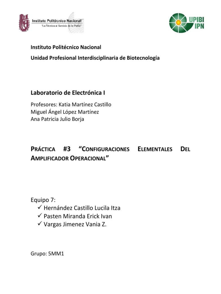 Pract 3 Electronica | PDF | Amplificador operacional | Circuitos electrónicos