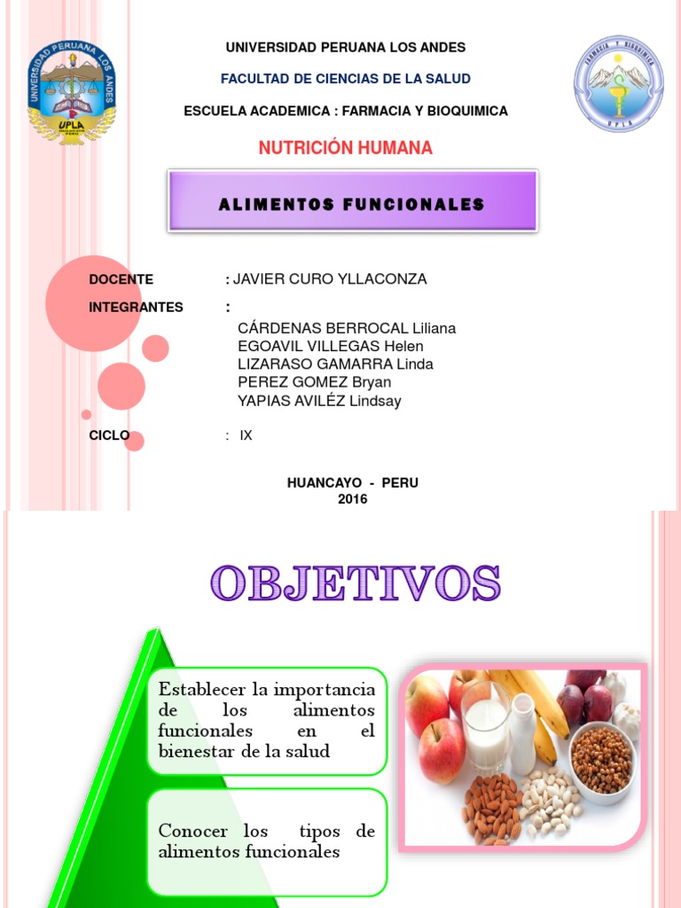 Alimentos Funcionales Exposicion | PDF | Comida funcional | Alimentos