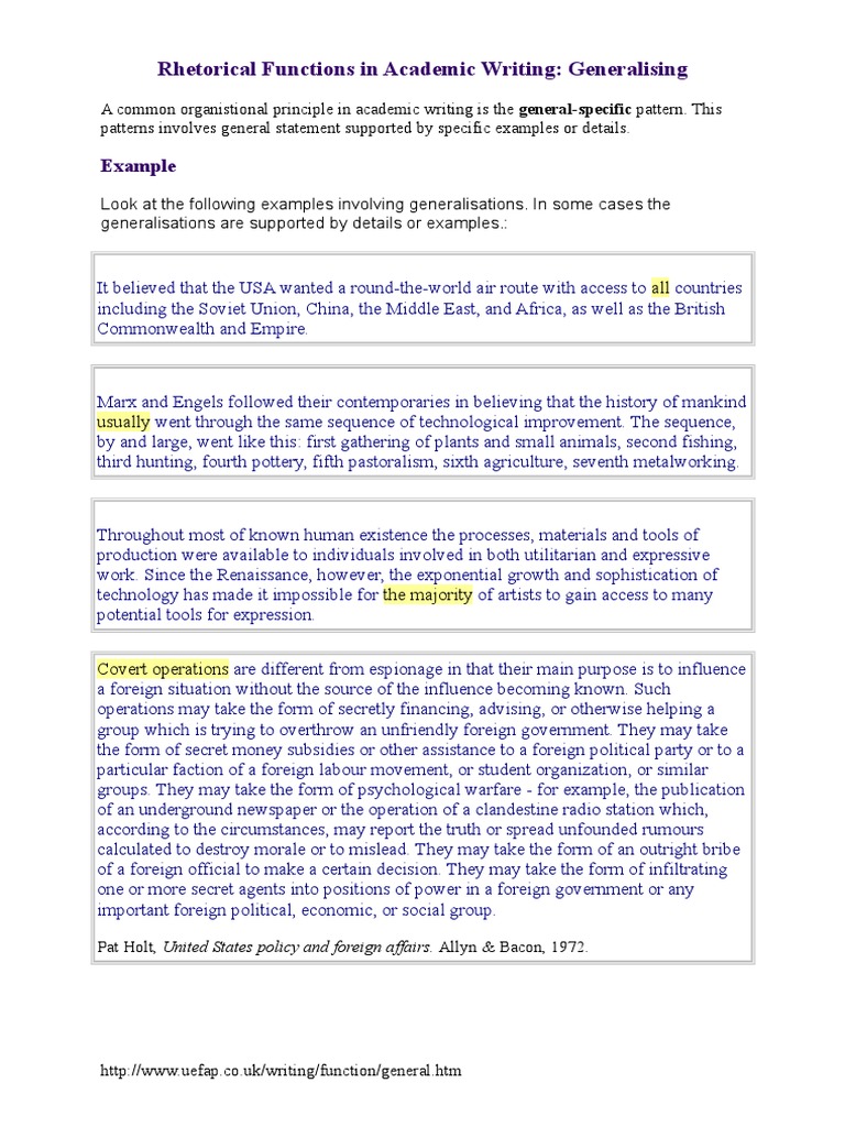 Writing - Generalisations in Academic Writing | PDF | Linguistics