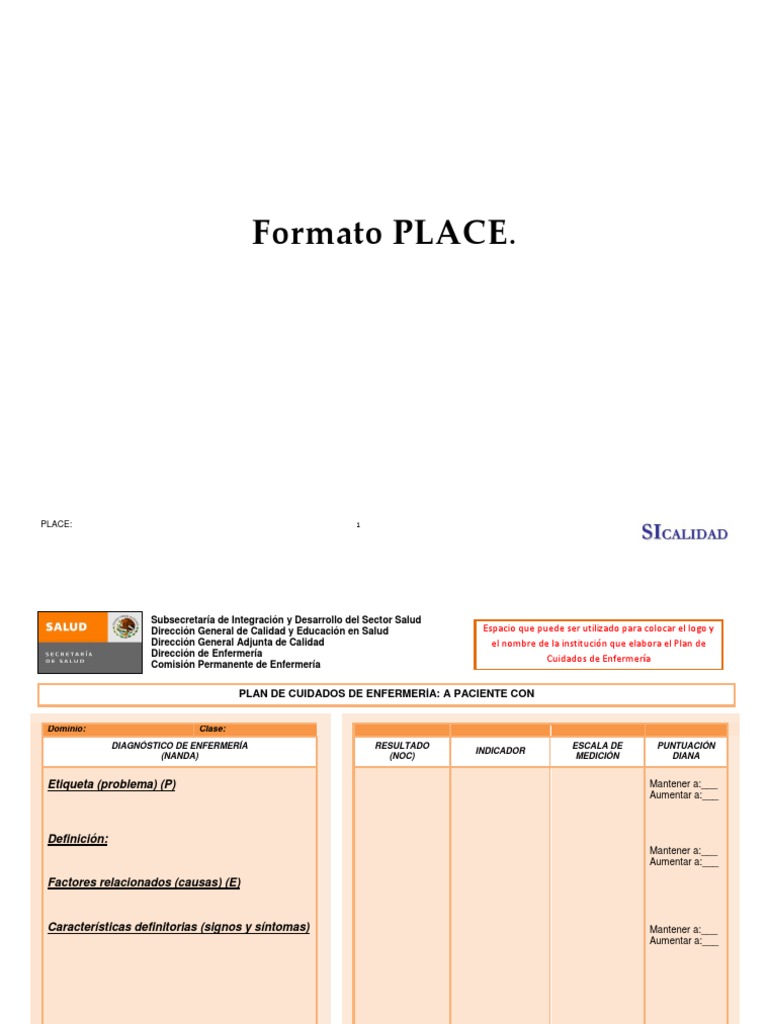Formato Place | PDF | Especialidades Medicas | Ciencias de la Salud
