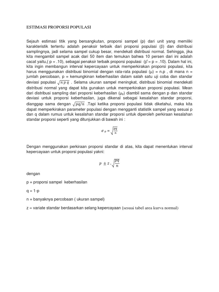 Estimasi Proporsi Populasi | PDF | Metode & Bahan Ajar | Sains & Matematika