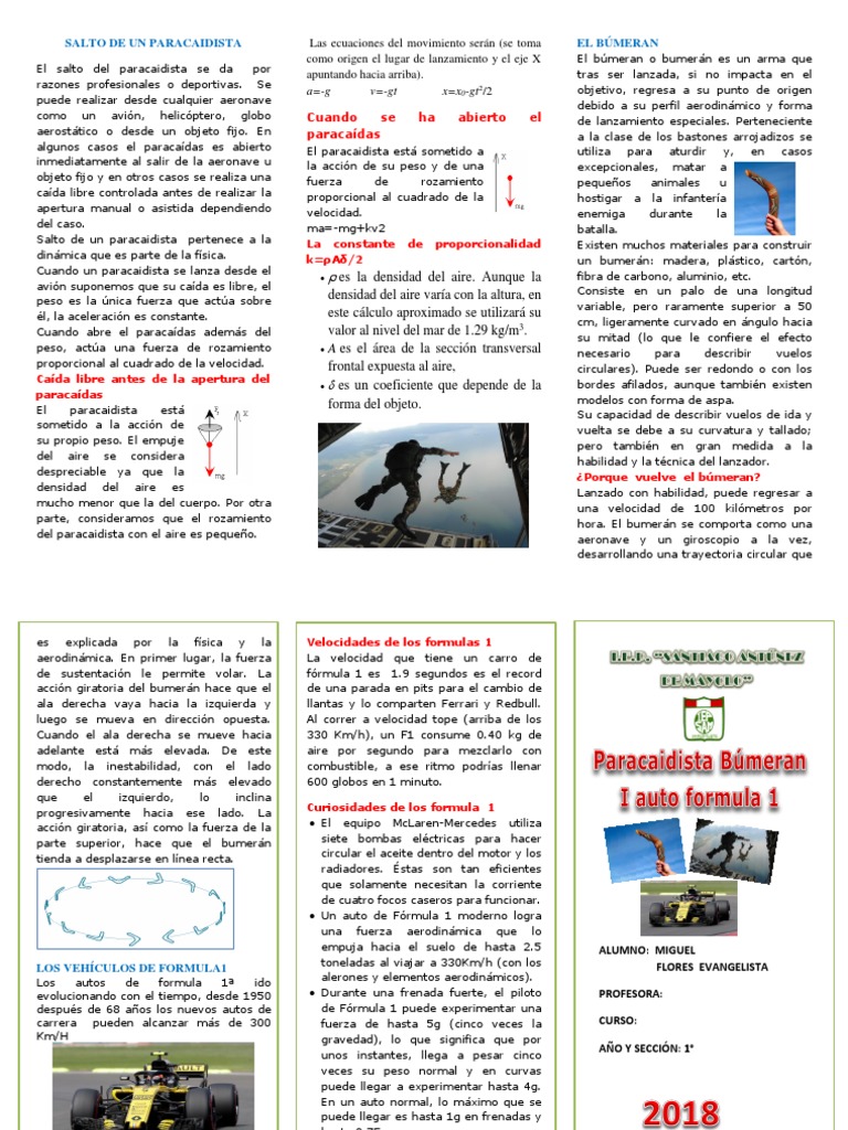 Triptico Paracidista Bumeran Formula 1 | PDF | Aeroespacial | Naturaleza