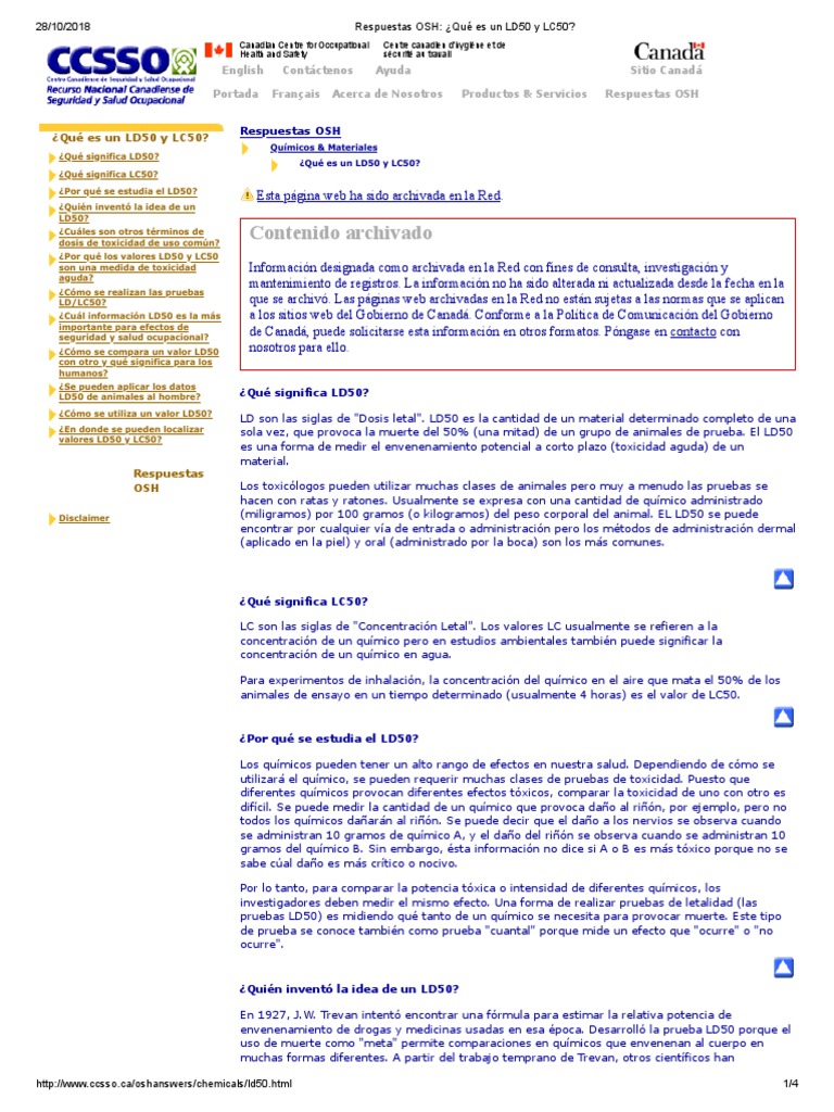 ¿Qué Es Un LD50 y LC50? | Toxicología | Seguridad y salud ocupacional