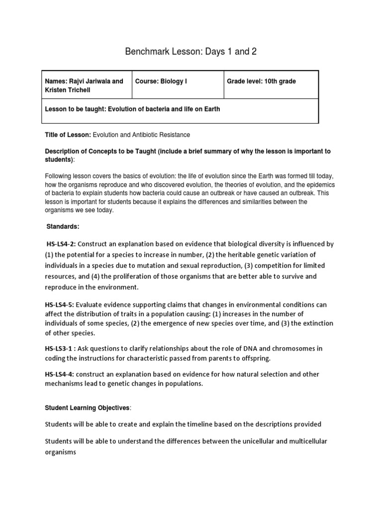 Benchmark Lesson | PDF | Evolution | Species