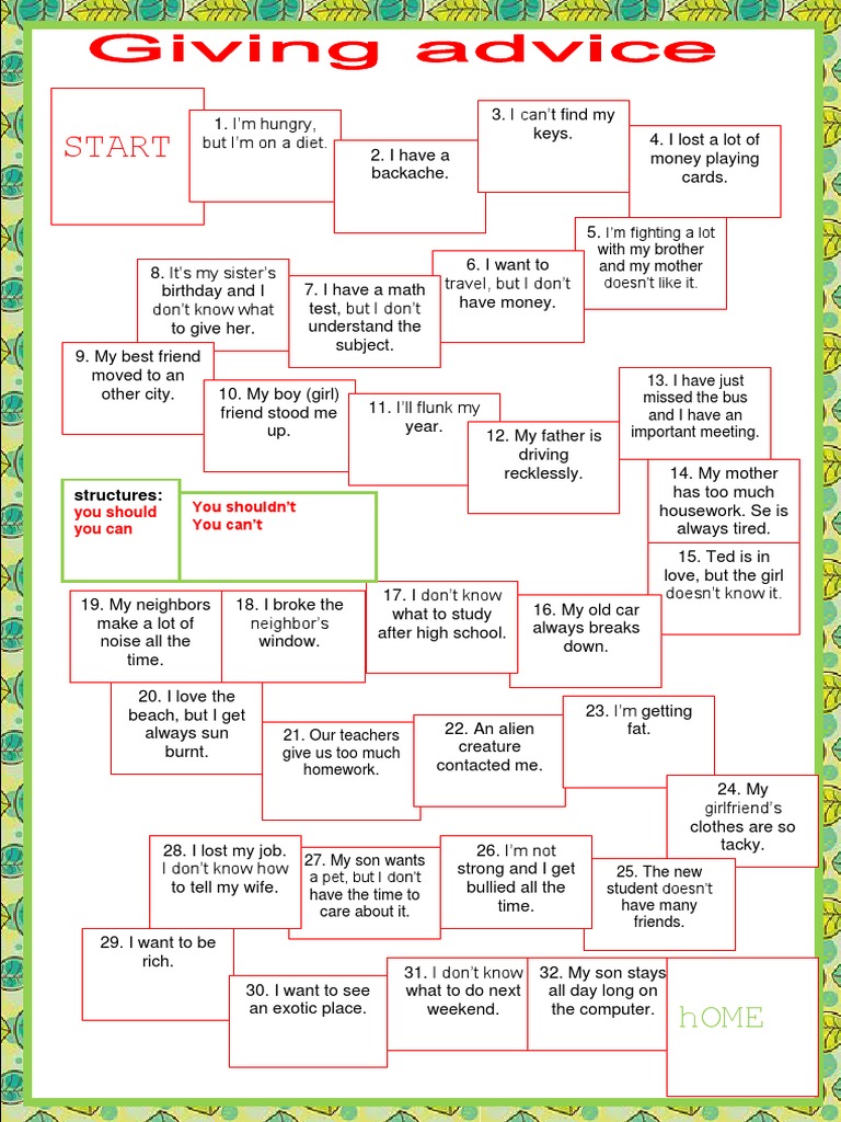 Giving Advice Boardgame | PDF