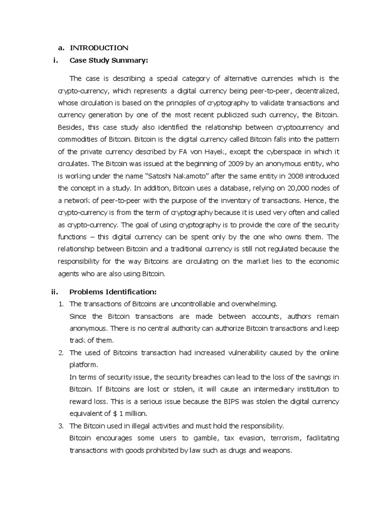 A. Introduction I. Case Study Summary | PDF | Bitcoin | Cryptocurrency