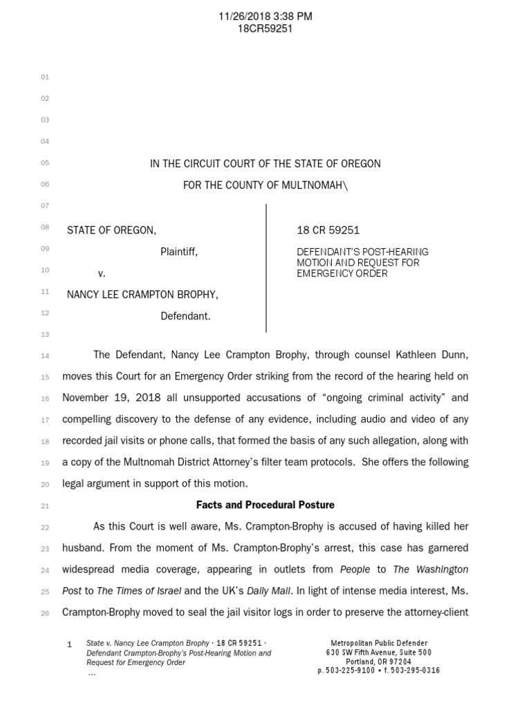 State v. Nancy Lee Crampton Brophy | PDF | Prosecutor | Discovery (Law)