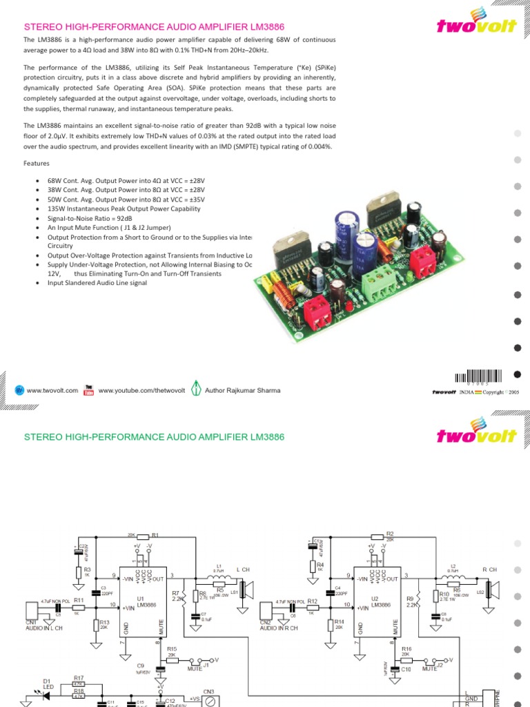 LM3886 Audio Amplifier | PDF | Amplifier | Electricity