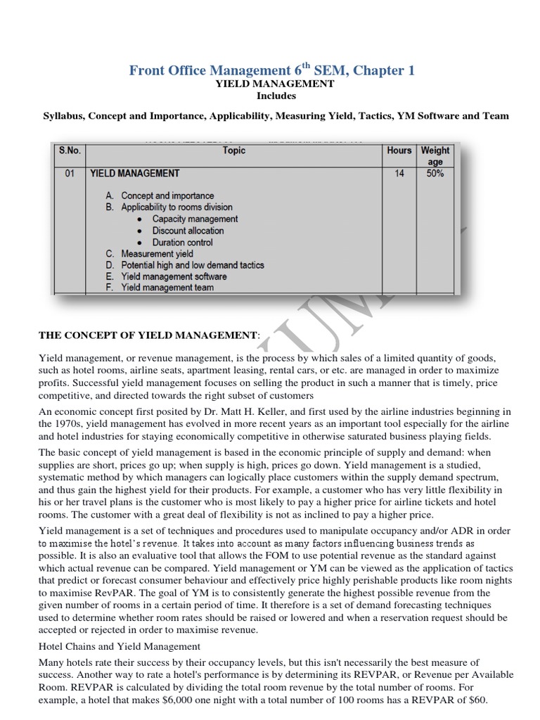 6th Sem Front Office Notes by Arun Kumar | PDF | Consumer Behaviour ...