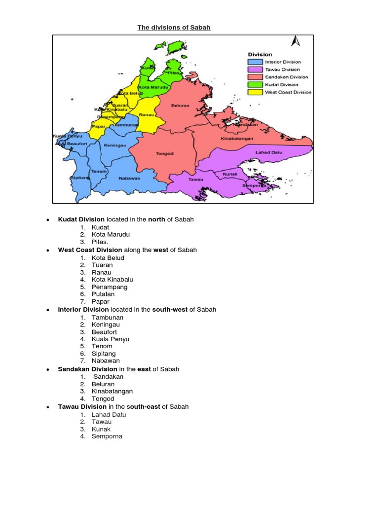 The Divisions of Sabah | PDF