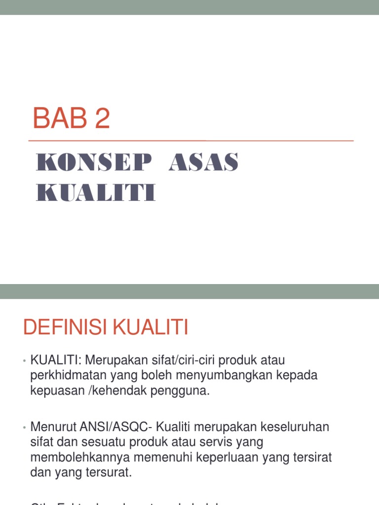 Bab 2 Konsep Asas Qualiti | PDF