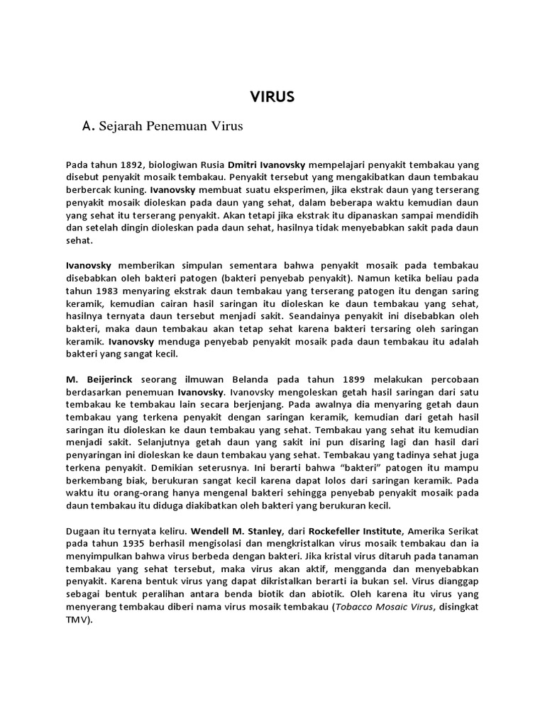 Sejarah Penemuan Virus | PDF