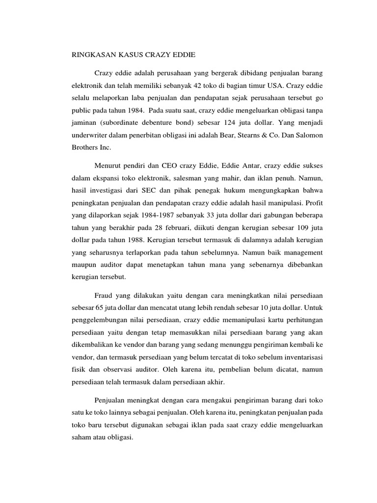Ringkasan Kasus Crazy Eddie | PDF