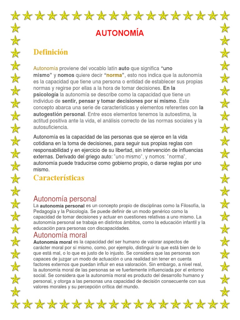 La importancia de la autonomía en el desarrollo personal | PDF ...