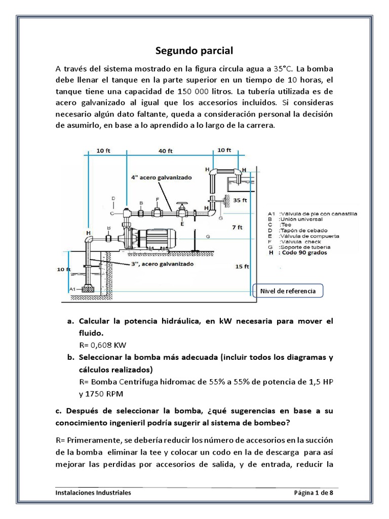 Ejercio de Seleccion de Bombas | PDF | Bomba | Ingeniería mecánica