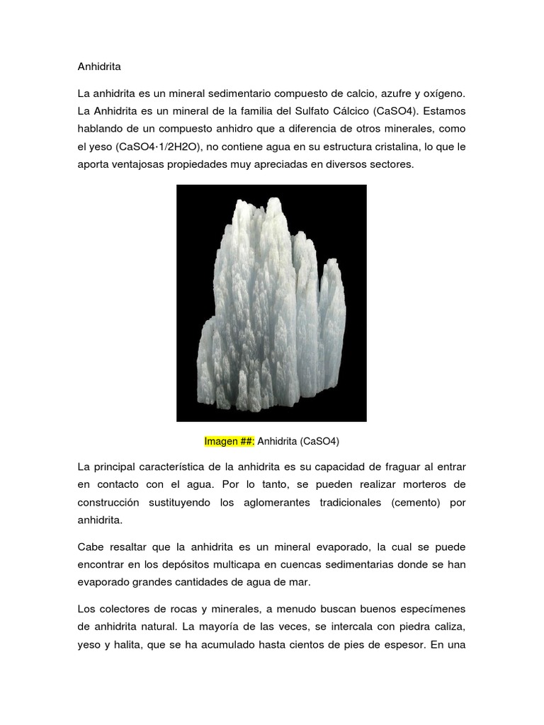 Propiedades y Usos de la Anhidrita | PDF | Yeso | Minerales