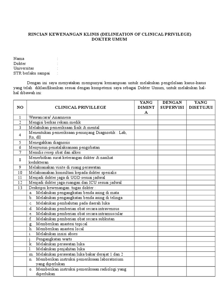 Pengisian RKK (Dokter Umum) | PDF