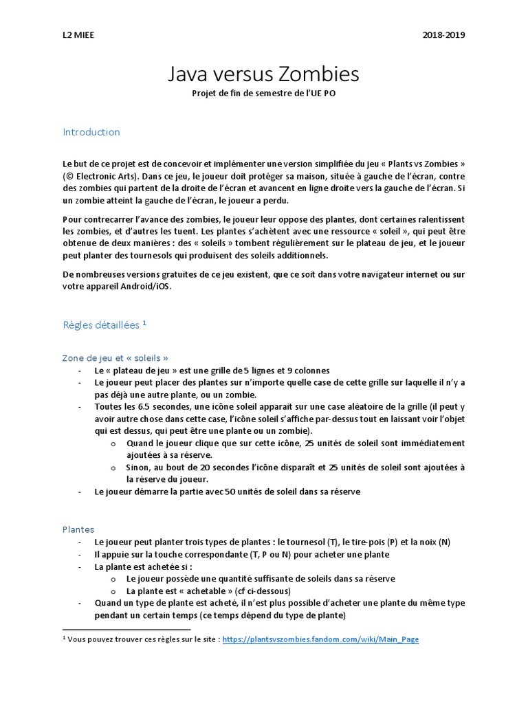 Projet 2018 Java Vs Zombies | PDF | C (Langage de programmation) | Java ...