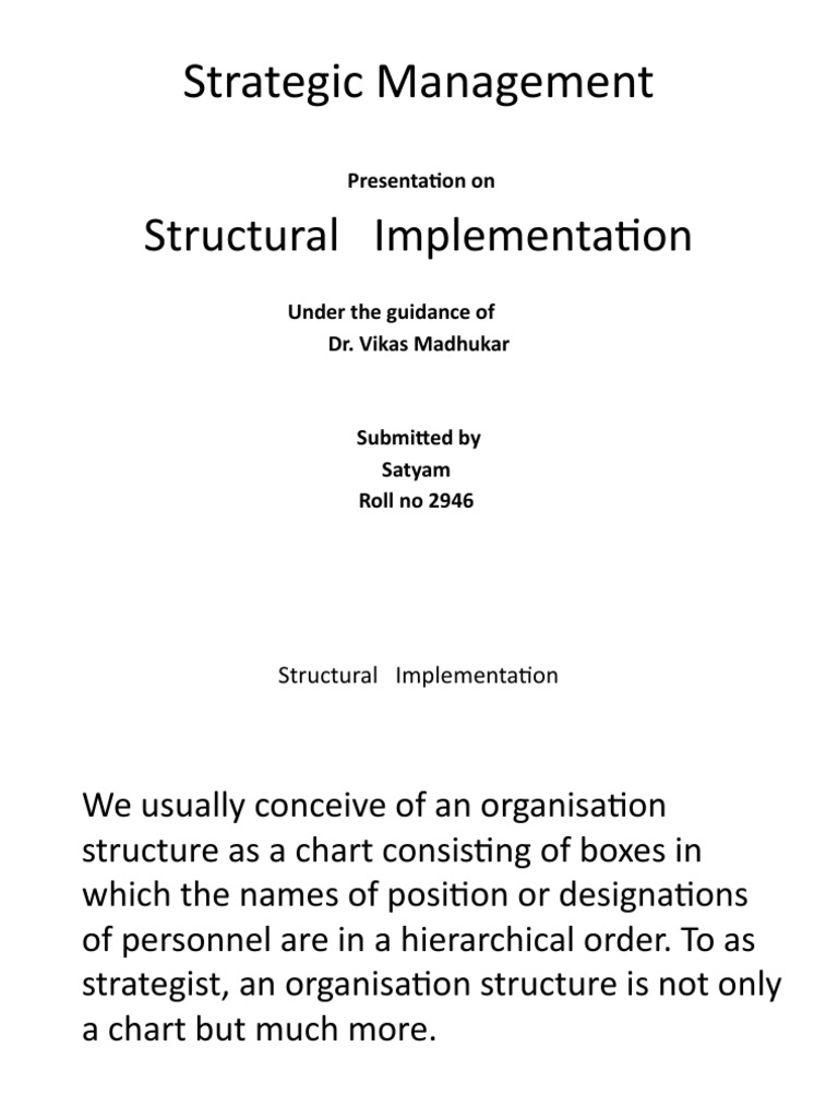 Strategic Management: Structural Implementation | PDF | Organizational ...