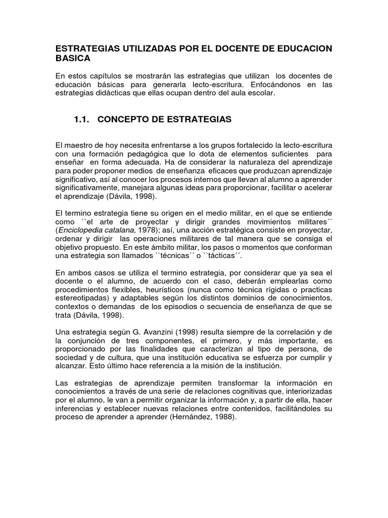 Estrategias Utilizadas Por El Docente De Educacion Basica Pdf