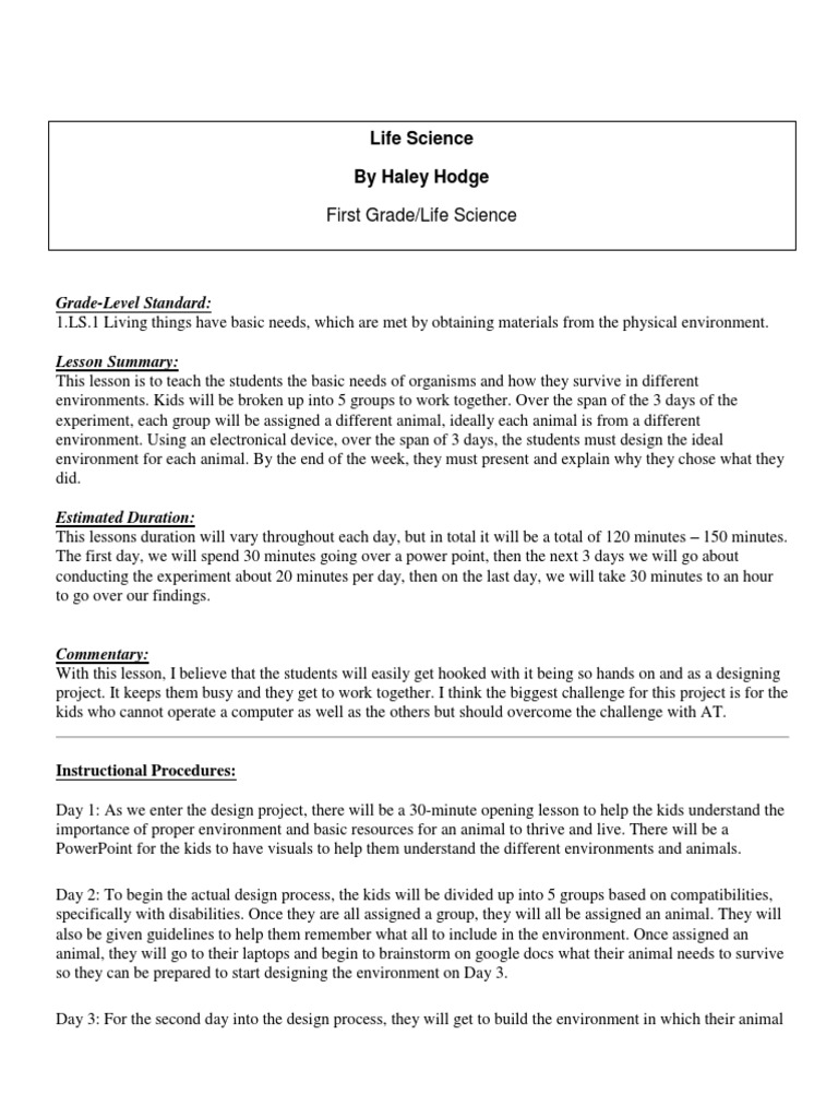 First Grade/Life Science | Download Free PDF | Differentiated ...