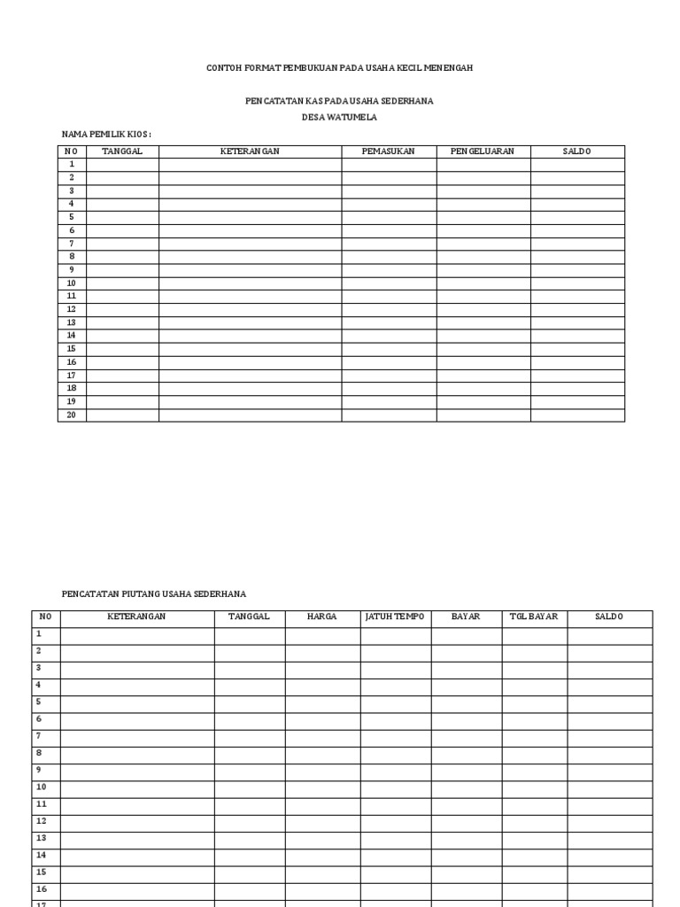 Contoh Format Pembukuan Pada Usaha Ritel | PDF