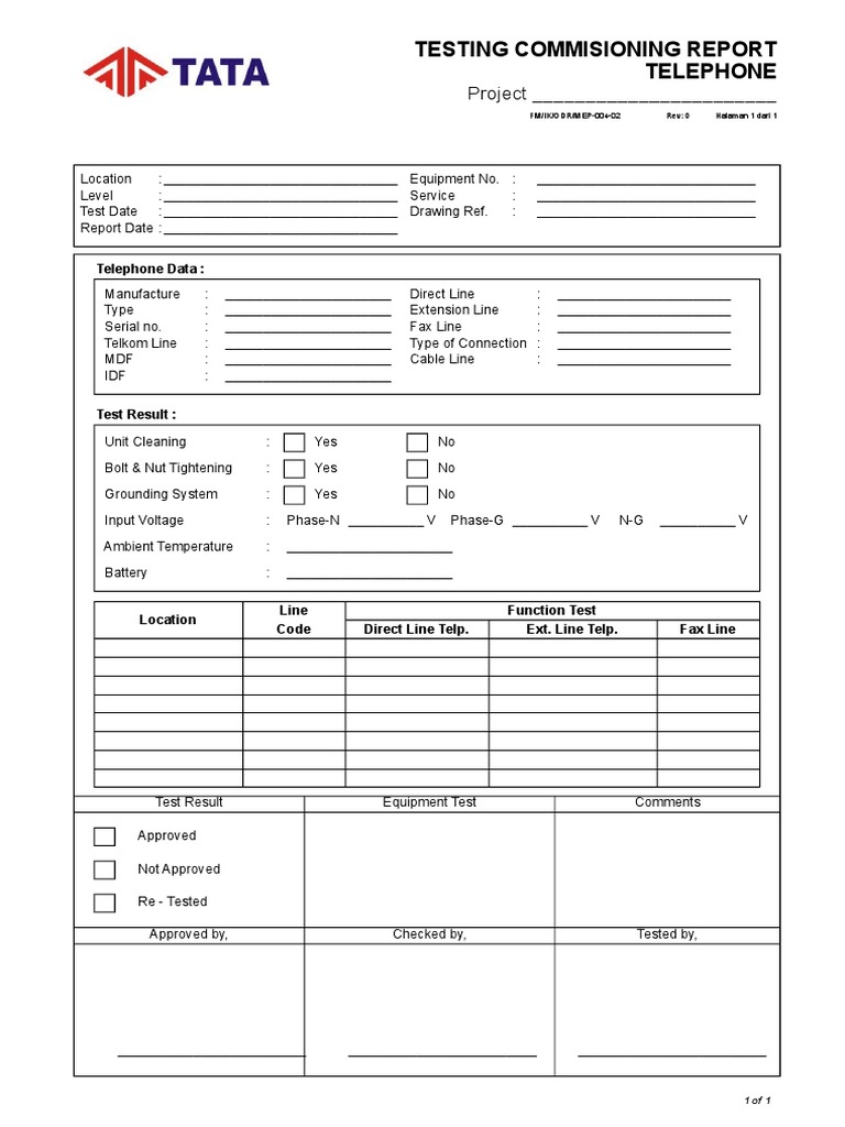 Testing Commisioning Report Telephone: Project | PDF | Electrical ...