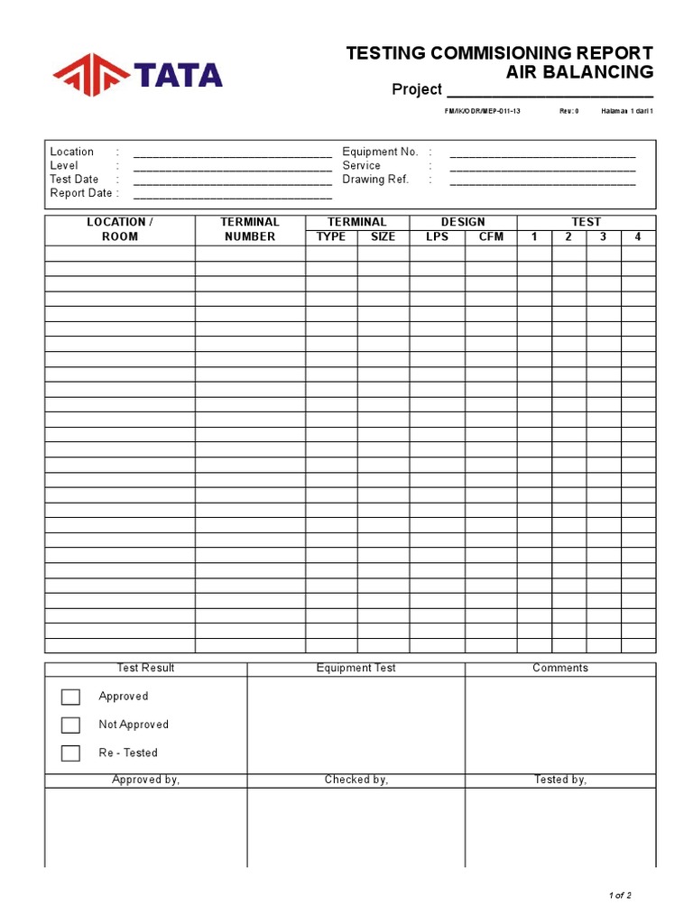 Testing Commisioning Report Air Balancing: Project | PDF