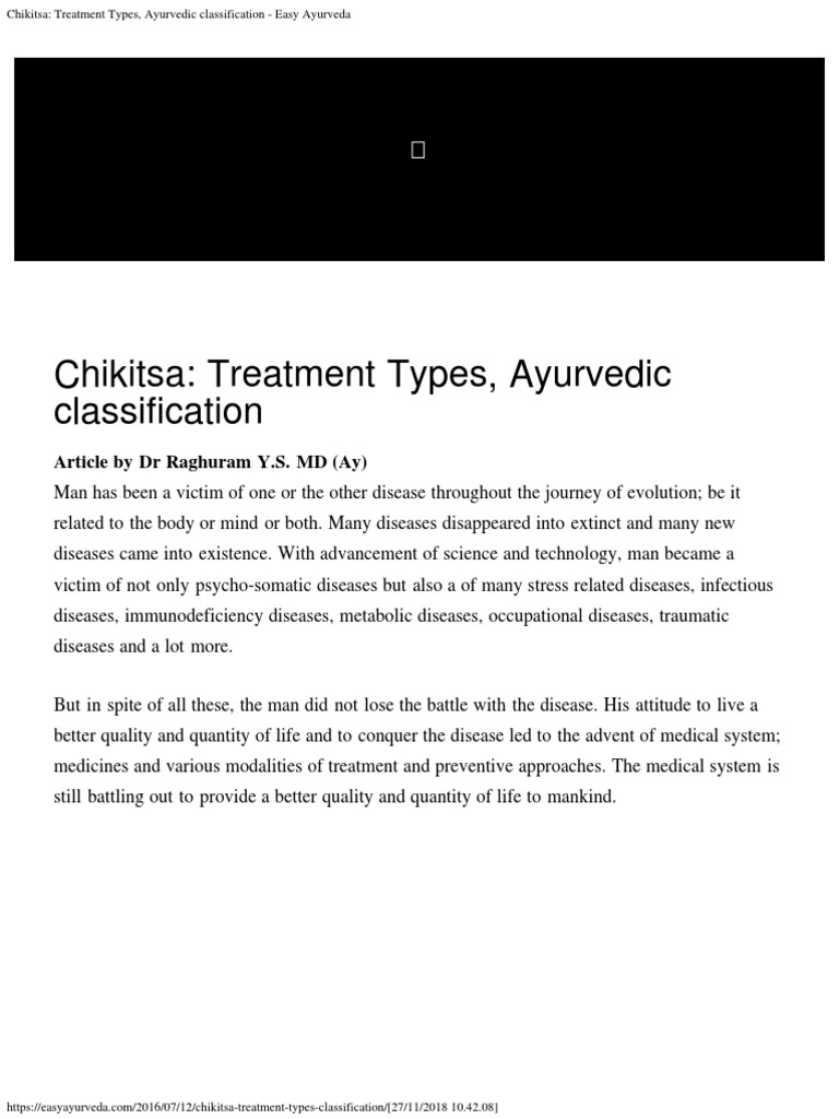 Ayurvedic Chikitsa: Treatment Types Explained | PDF | Ayurveda | Medicine