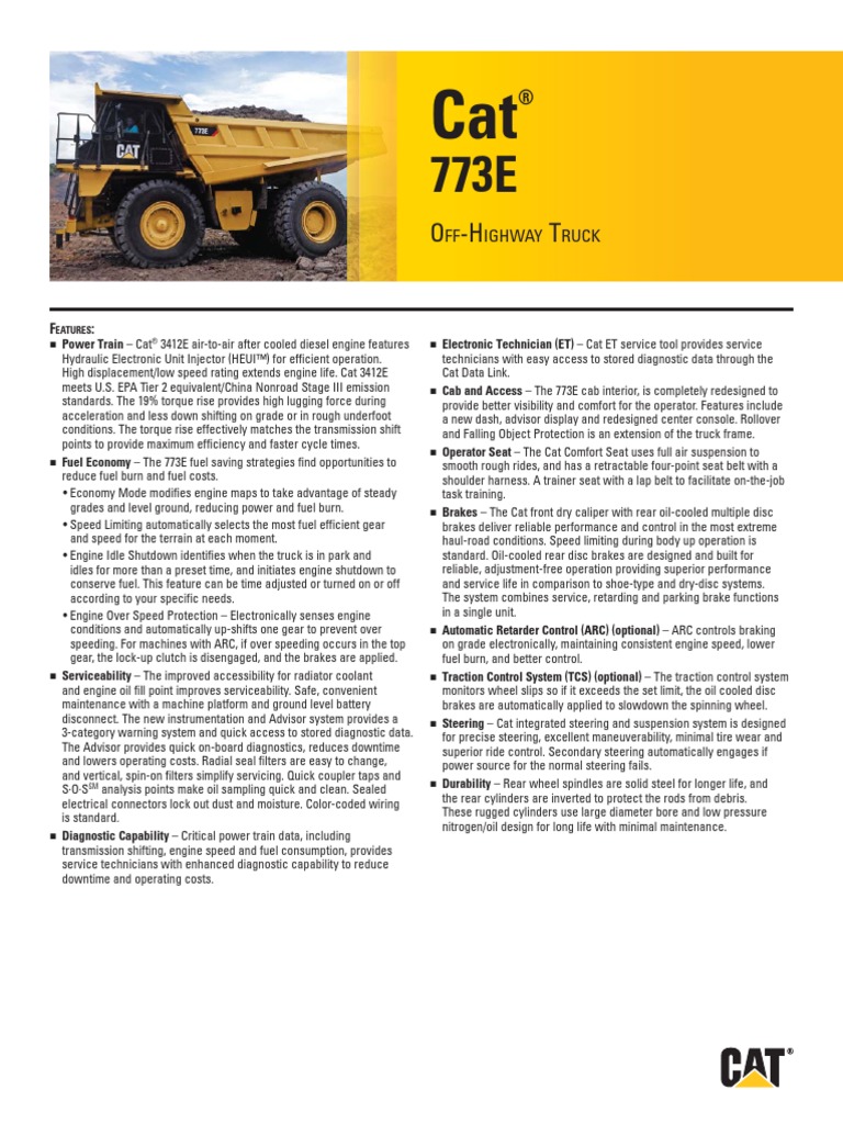 Small Catalog OHT CAT 773E PDF | PDF | Truck | Horsepower