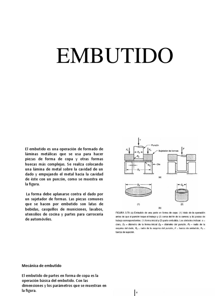 Proceso y mecánica del embutido de metales | PDF | Fuerza | Ingeniería ...