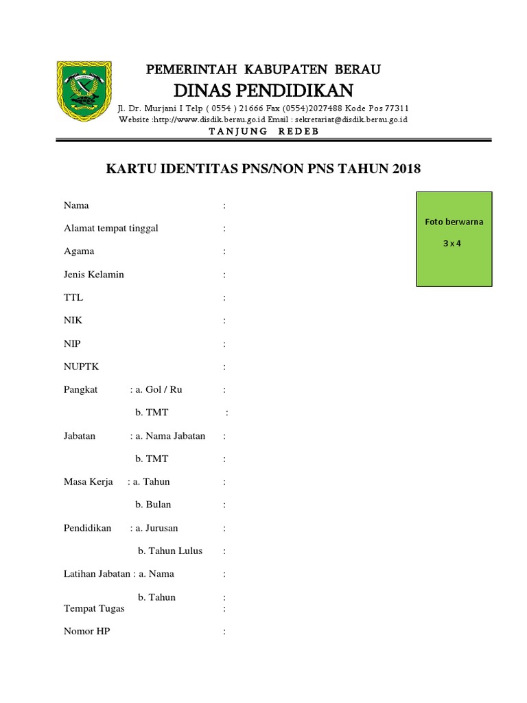 Pemutakhiran Data PNS/NON PNS 2018 | PDF