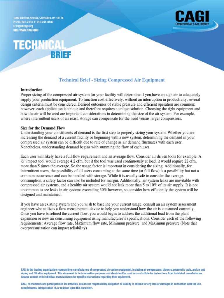 Sizing Technical Brief Final | PDF | Demand | Atmosphere Of Earth