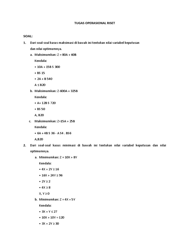 Soal Optimasi Linear | PDF