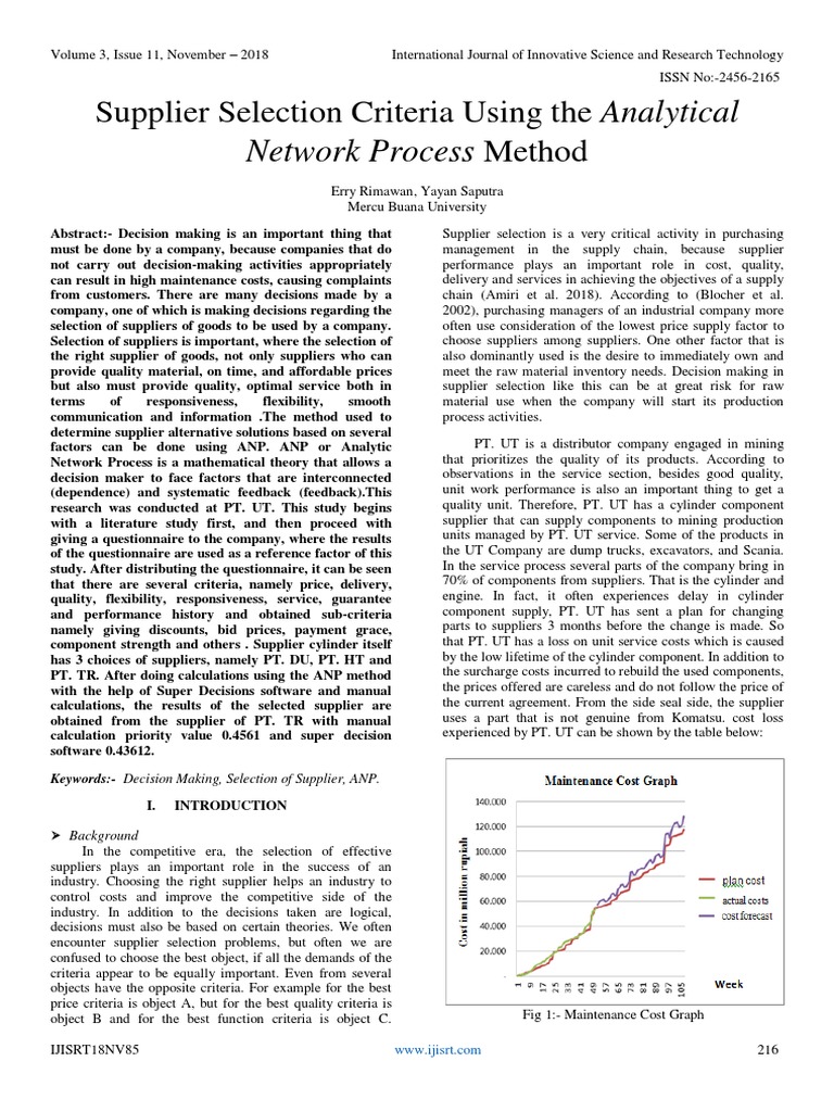Supplier Selection Criteria Using The Analytical Network Process Method | PDF | Eigenvalues And ...