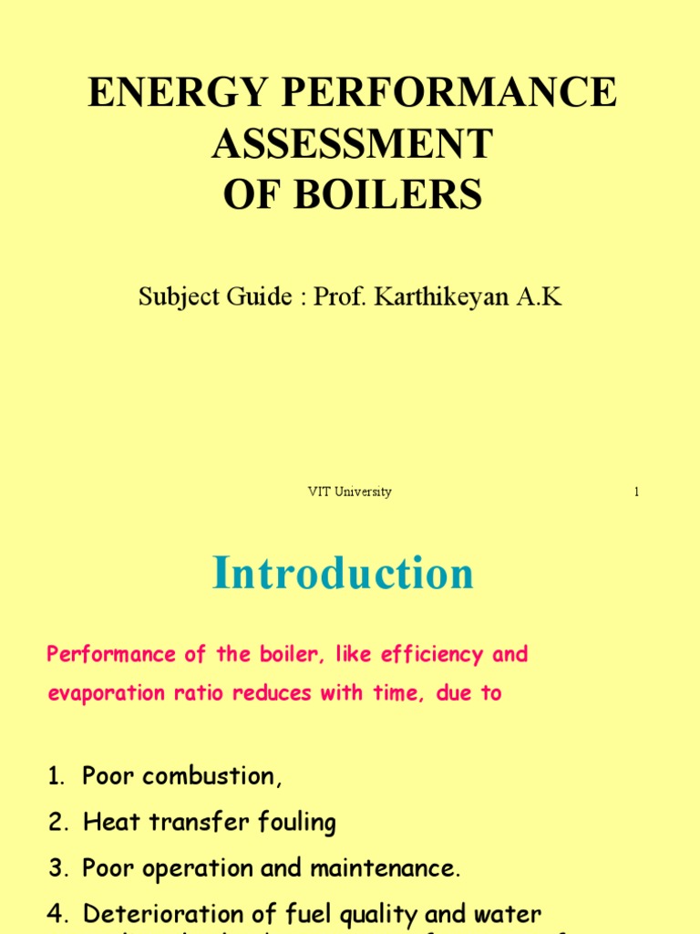 Energy Performance Assessment of Boilers: Subject Guide: Prof ...