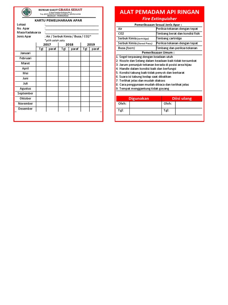 Kartu Perawatan APAR | PDF
