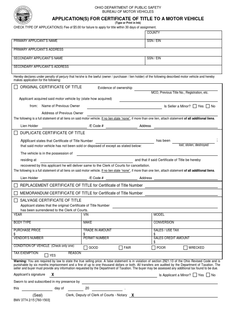 BMV 3774 | PDF | Use Tax | Taxes