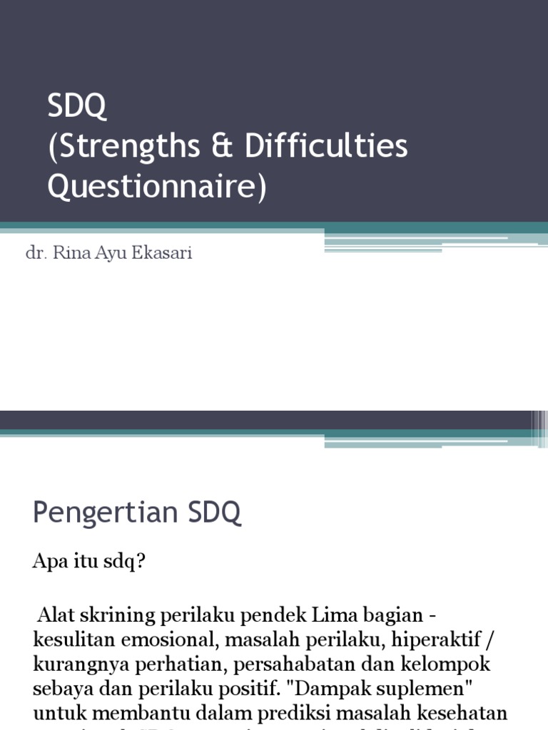 Panduan Skrining SDQ untuk Anak | PDF | Karier & Perkembangan ...