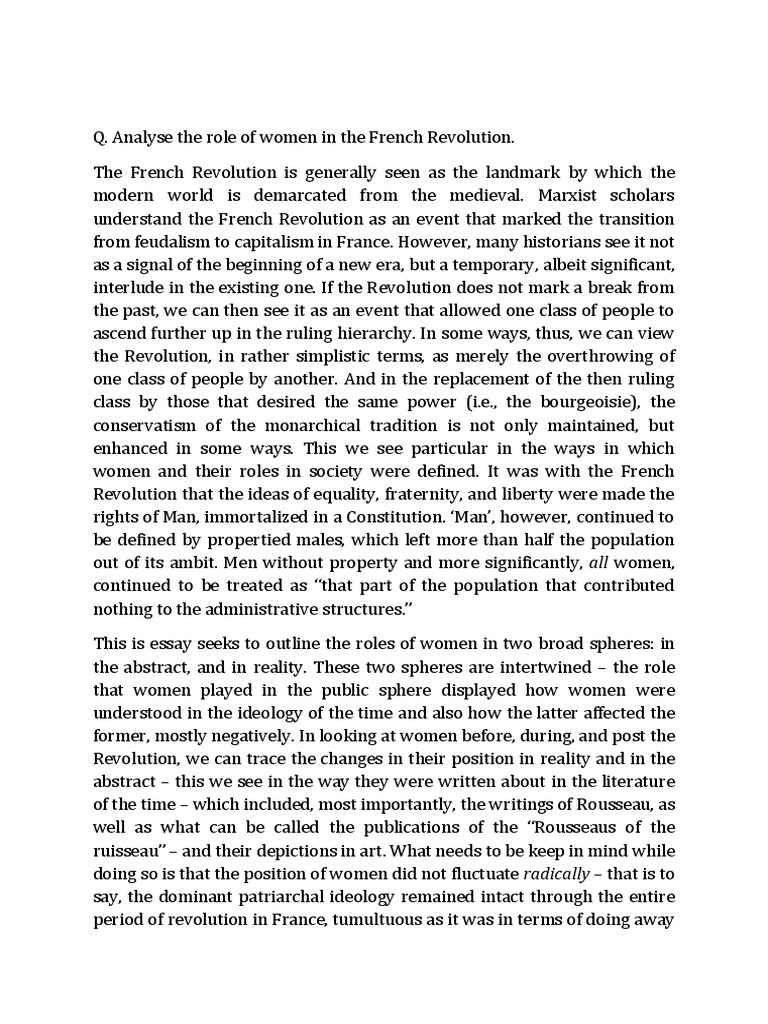 Women's Roles in the French Revolution | PDF | Feminism | Gender Studies