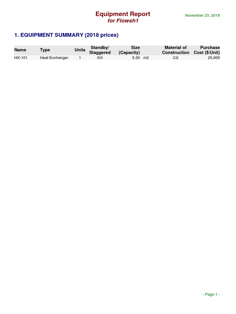 Equipment Report | PDF