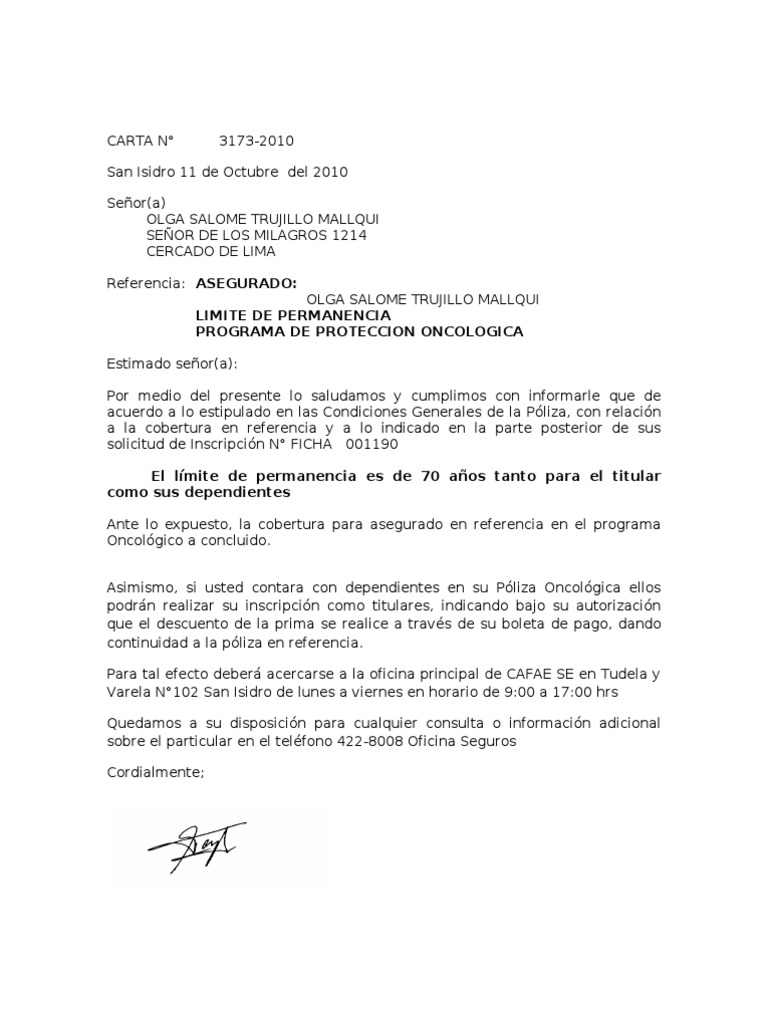 Modelo de carta simple de notificación | PDF