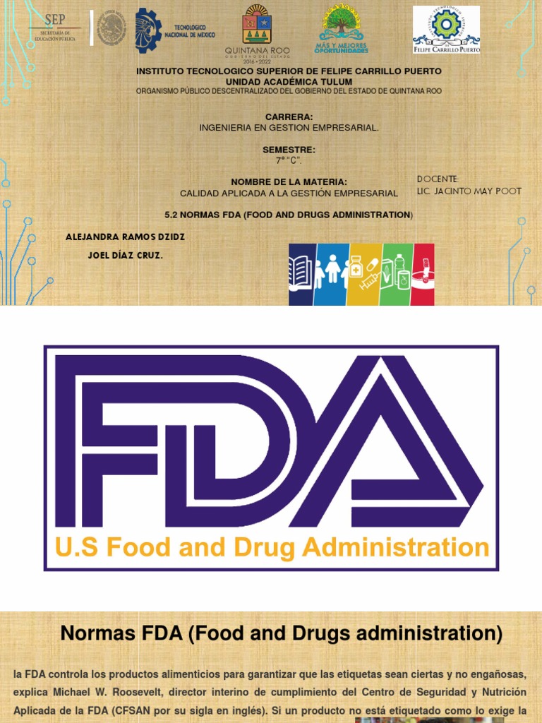 Normas FDA | Administración de Alimentos y Drogas | Suplementos dietéticos