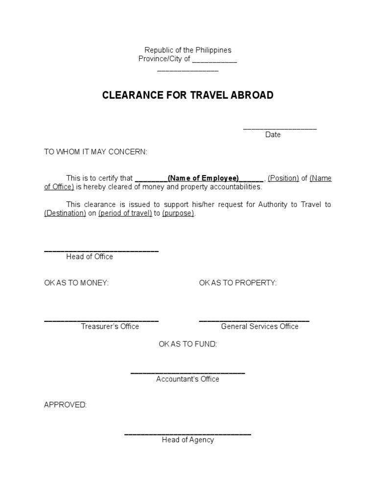Travel Clearance Certificate Template | PDF | Business
