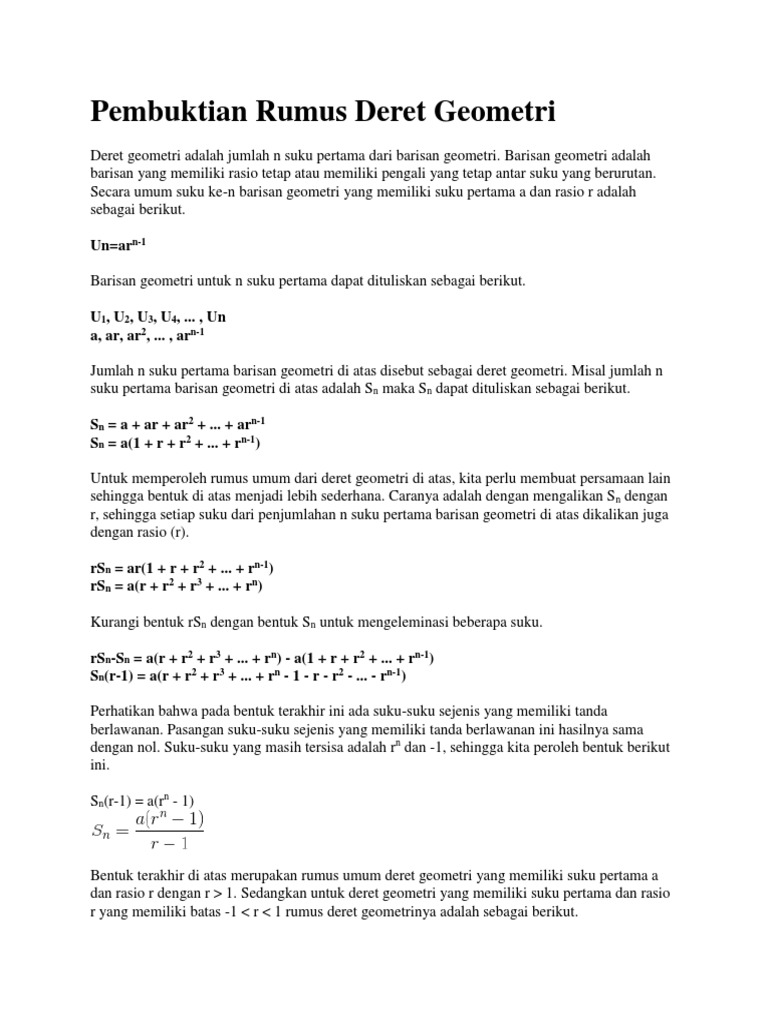 Pembuktian Rumus Deret Geometri | PDF | Seni & Disiplin Bahasa